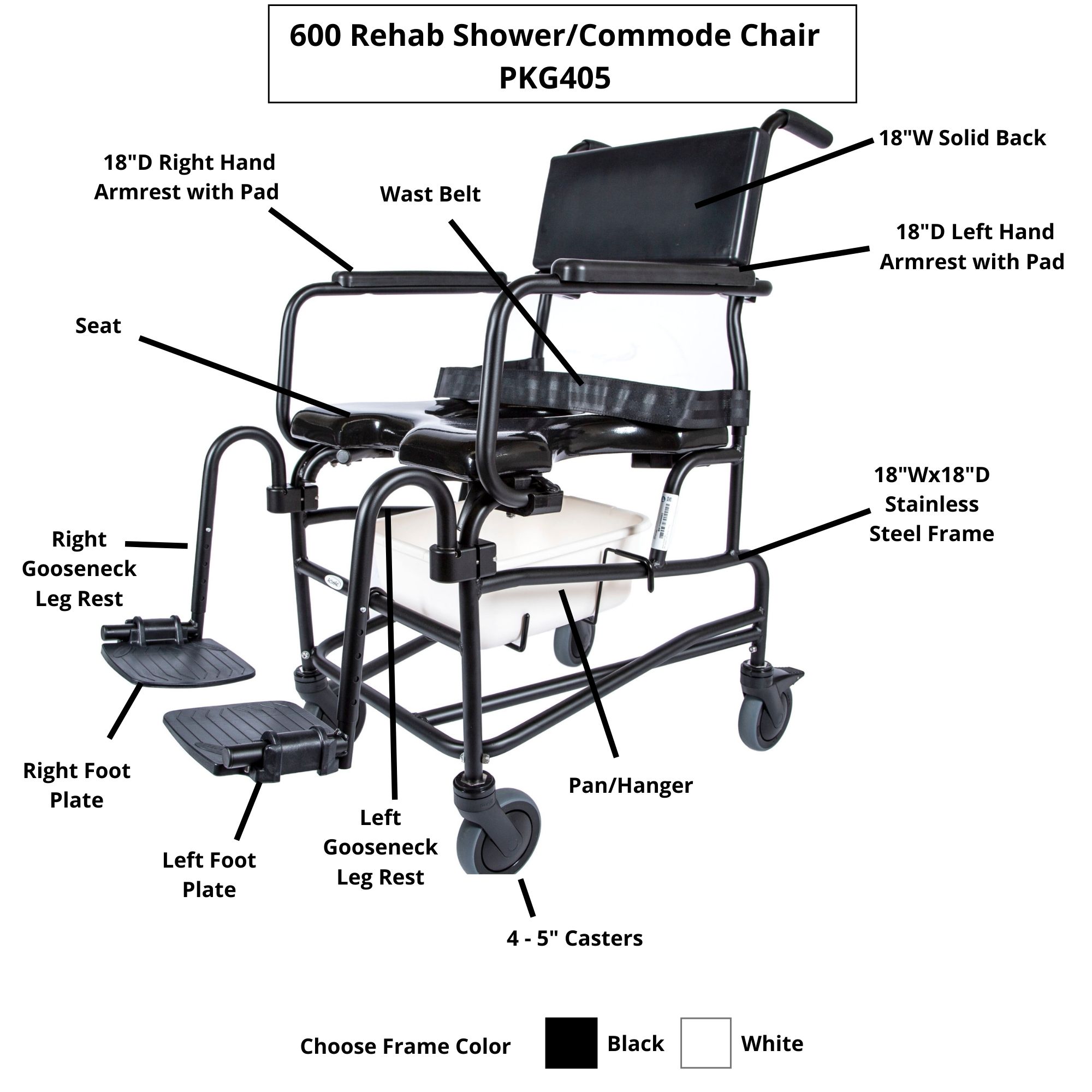 600 Rehab Shower/Commode Chair – ActiveAid